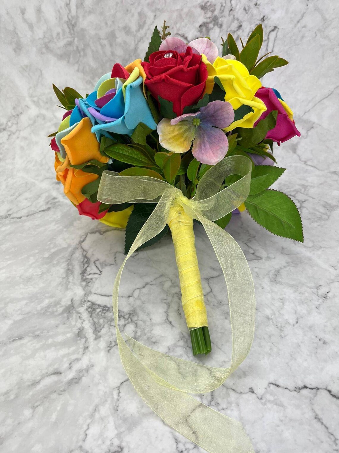 Wedding Buttonholes With Daimante Centre and a Stunning Rainbow Rose ...