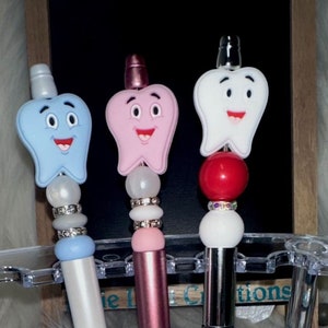 Custom Beaded Tooth Ball Point Ink Pen, Dental Hygienist, Dentist ...
