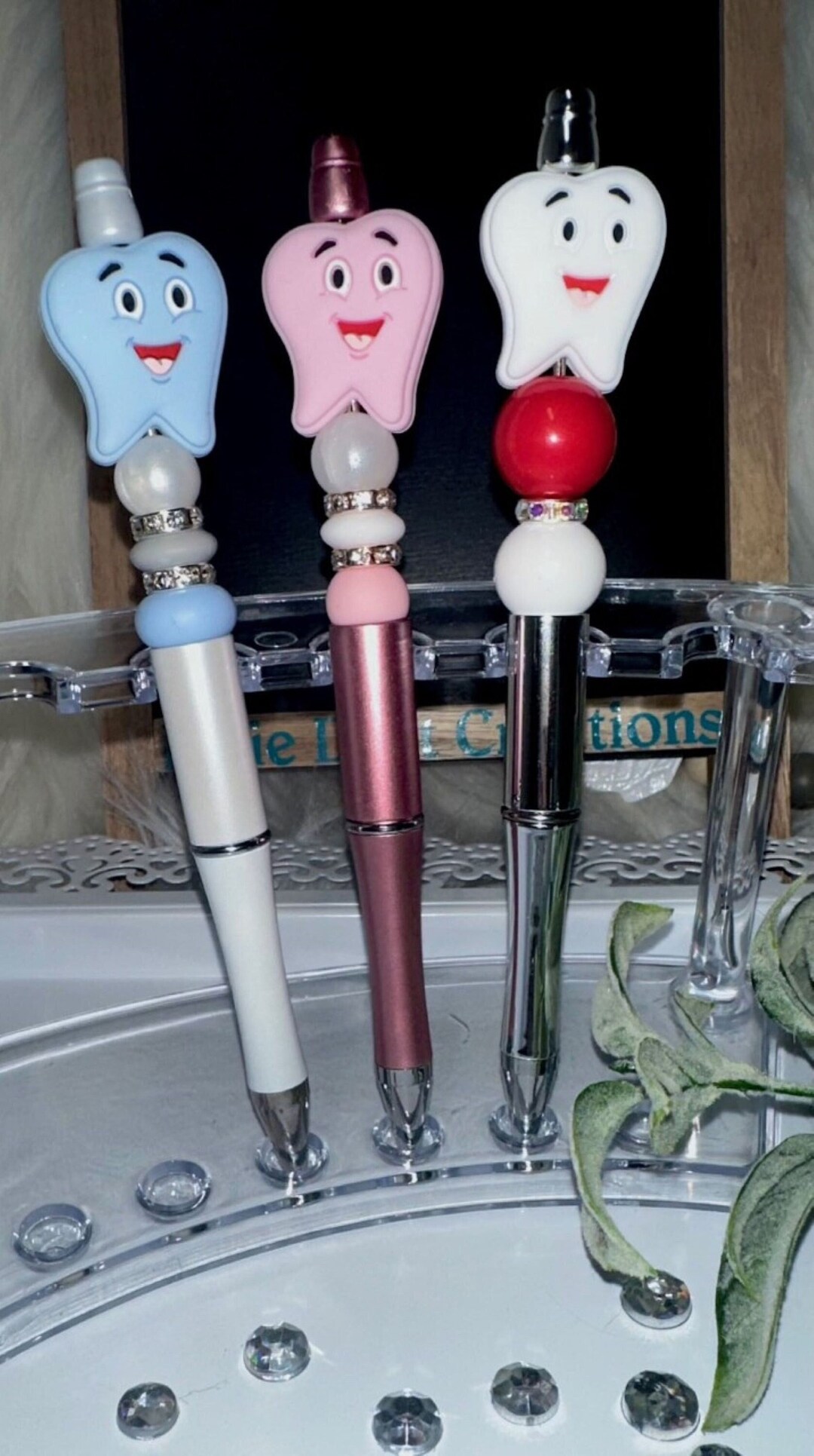 Custom Beaded Tooth Ball Point Ink Pen, Dental Hygienist, Dentist ...