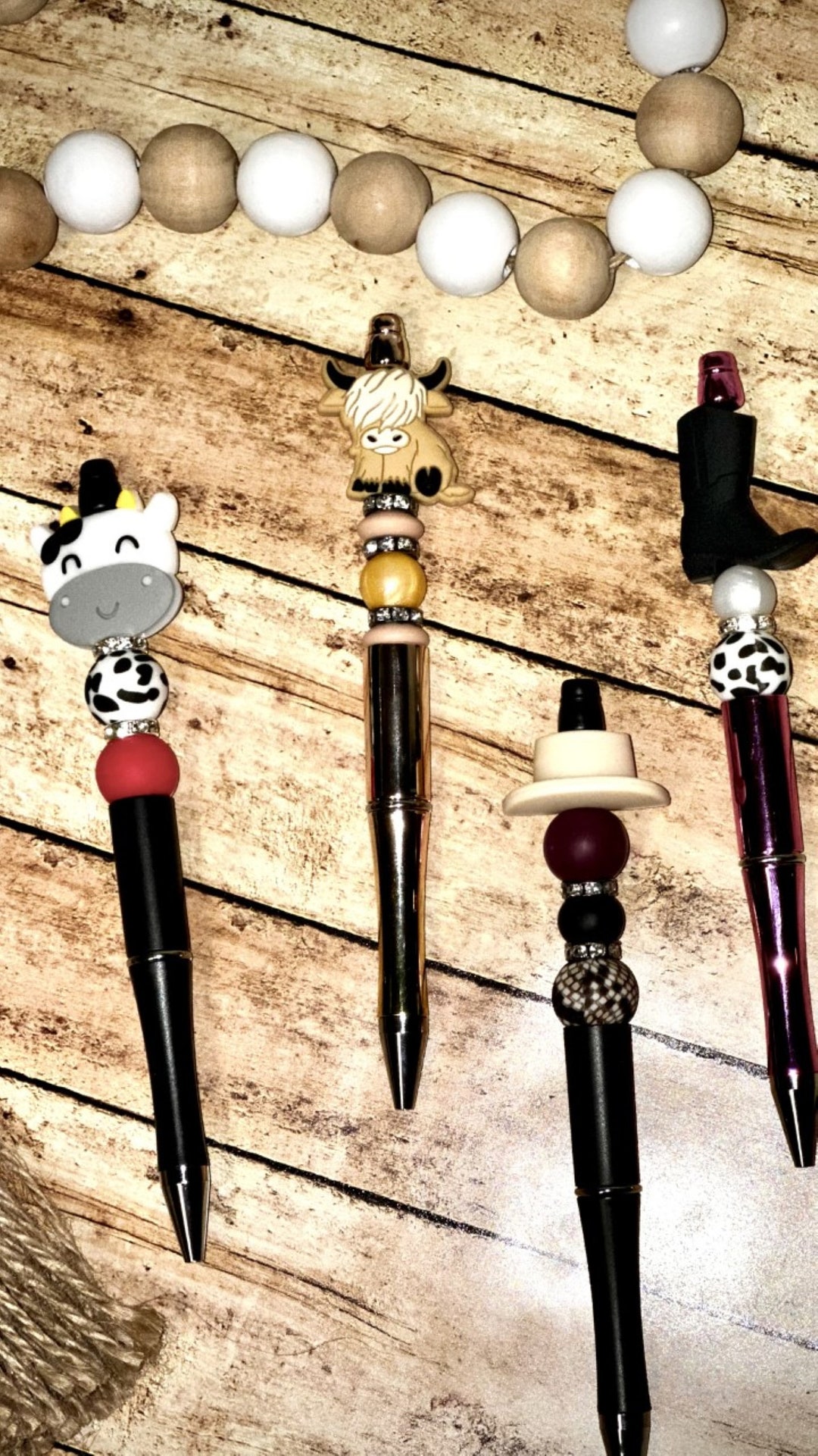 Beaded Western Theme Cowgirl, Cow, Cowboy Hat, Highland Cow Ballpoint ...