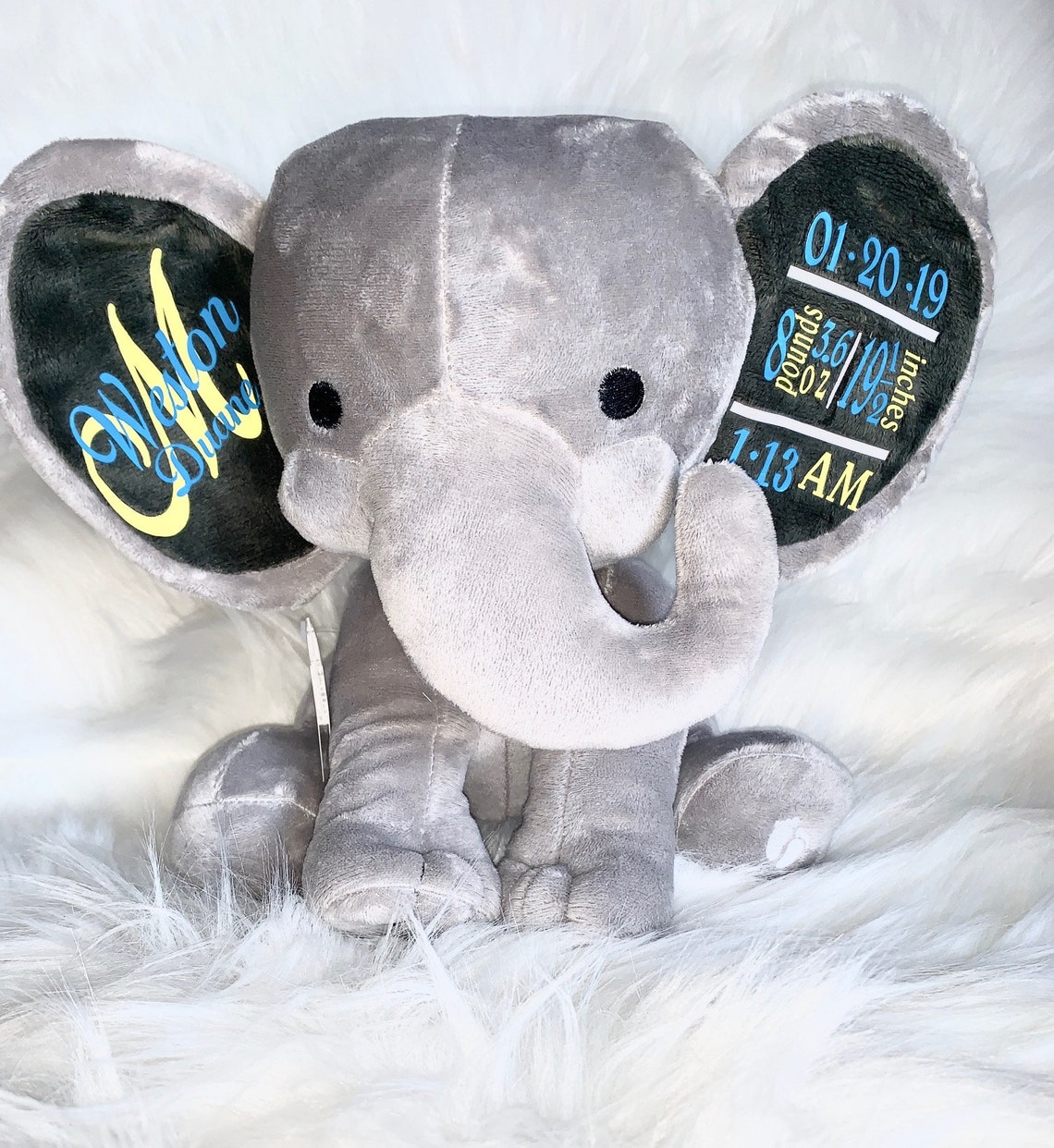 Personalized Plush Baby Elephant With Newborn Stats | Etsy