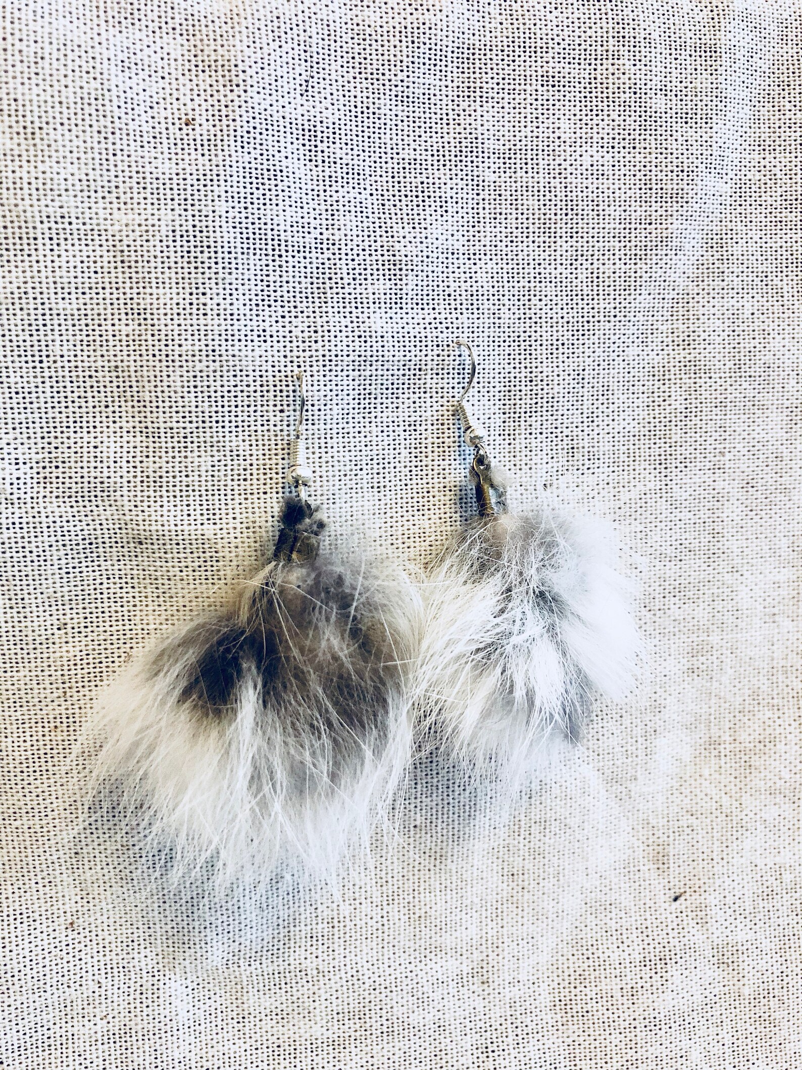 Rabbit Fur Upcycled Earrings Puffs - Etsy