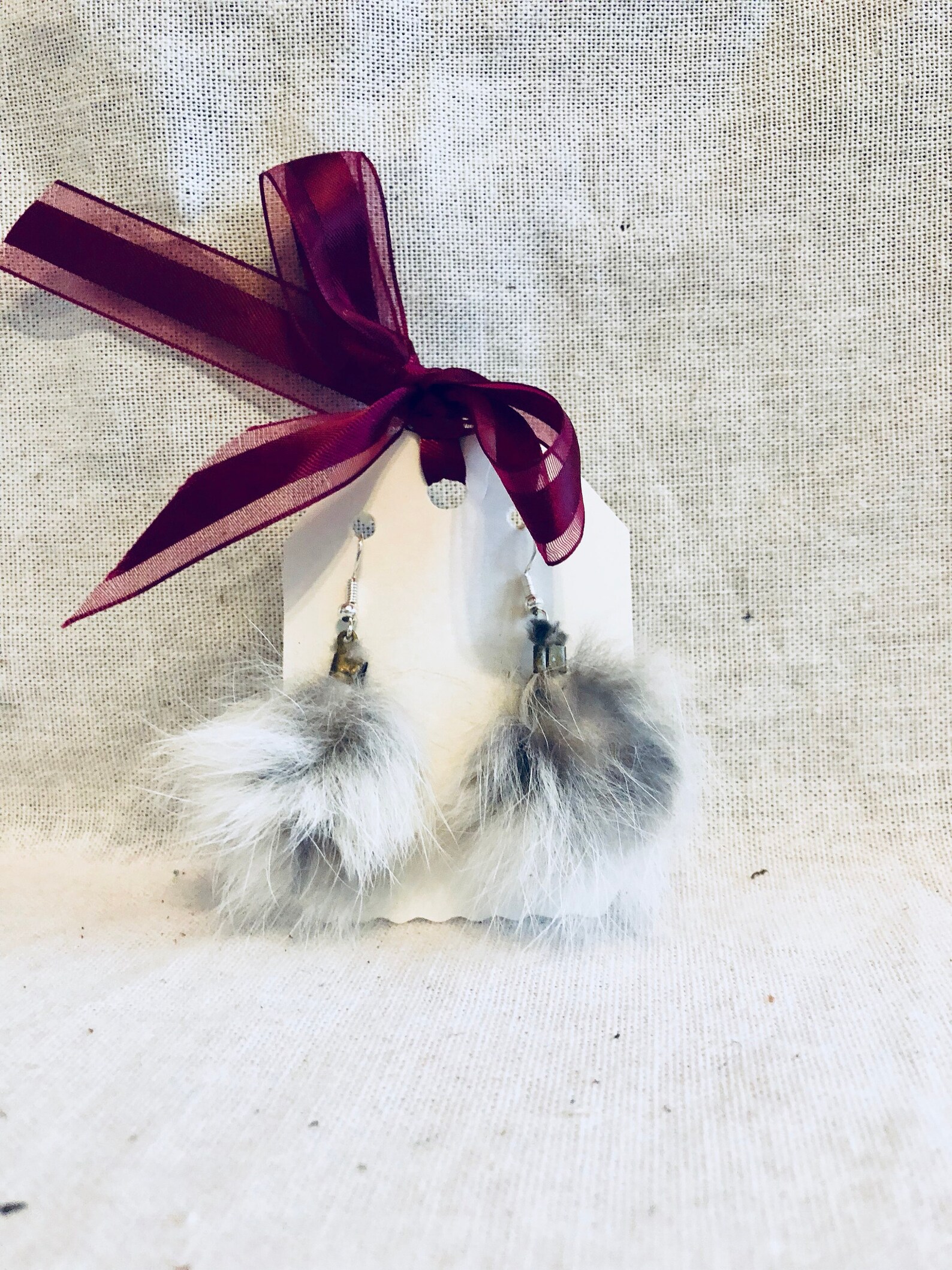 Rabbit Fur Upcycled Earrings Puffs - Etsy