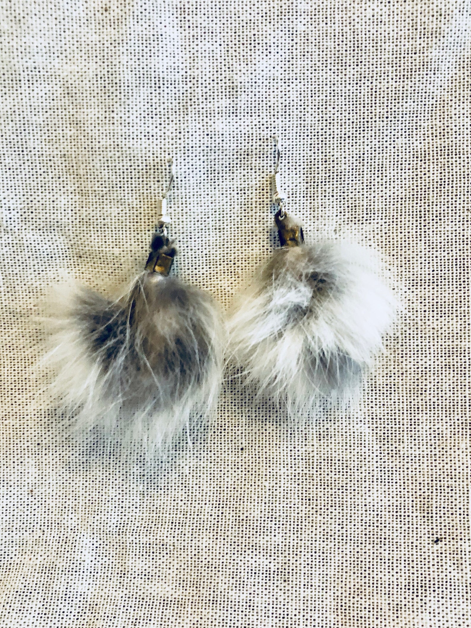 Rabbit Fur Upcycled Earrings Puffs - Etsy