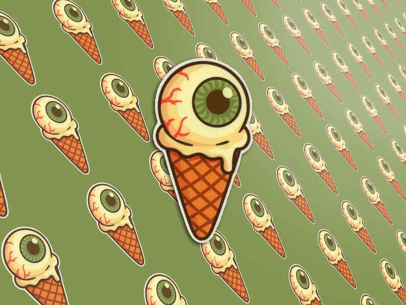 CLEARANCE Eye Scream Sticker – Creepy Cute Eyeball Ice Cream Cone - Etsy