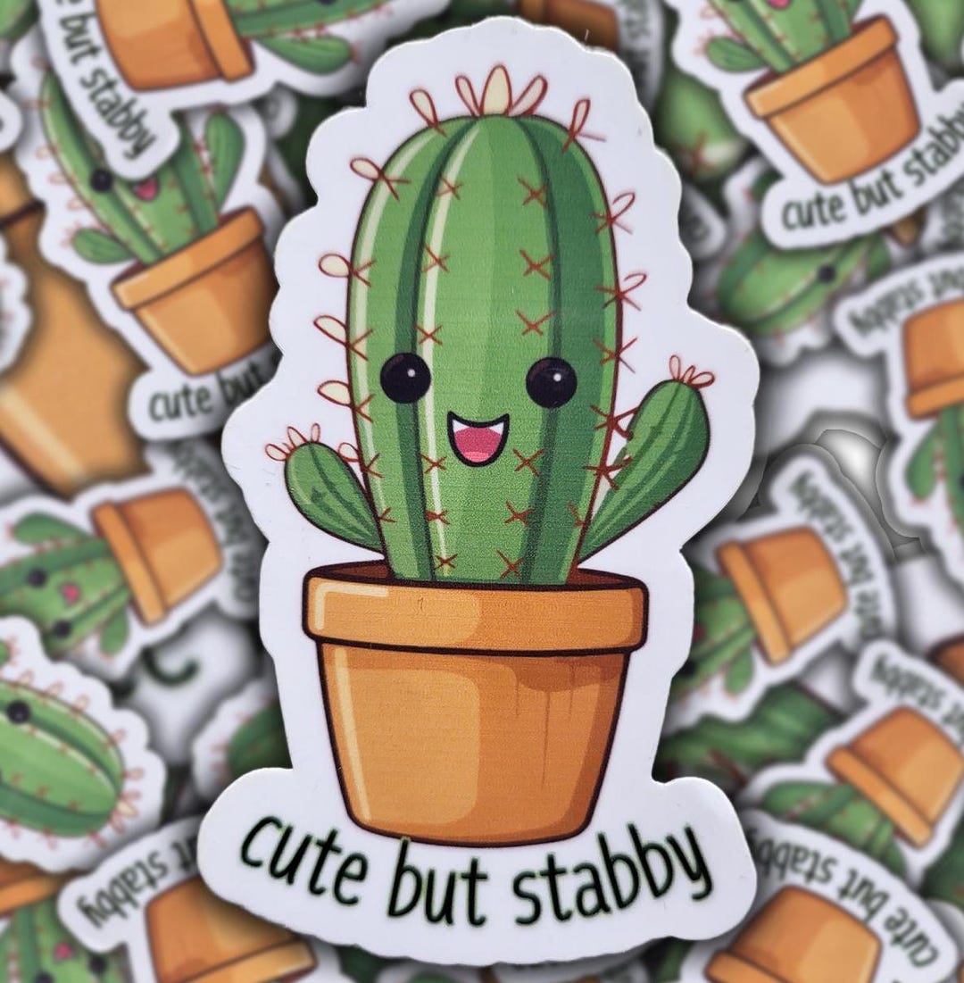 Cute but Stabby Cactus Sticker - Etsy