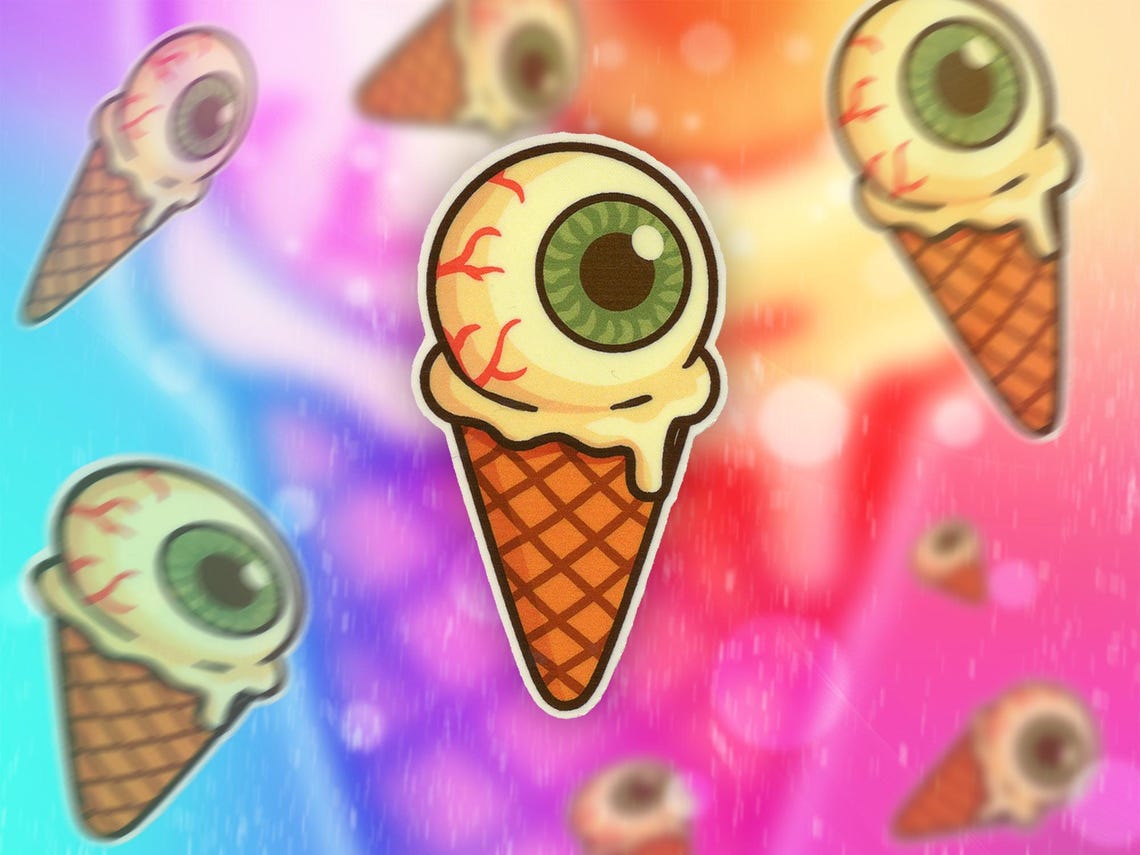 CLEARANCE Eye Scream Sticker – Creepy Cute Eyeball Ice Cream Cone - Etsy
