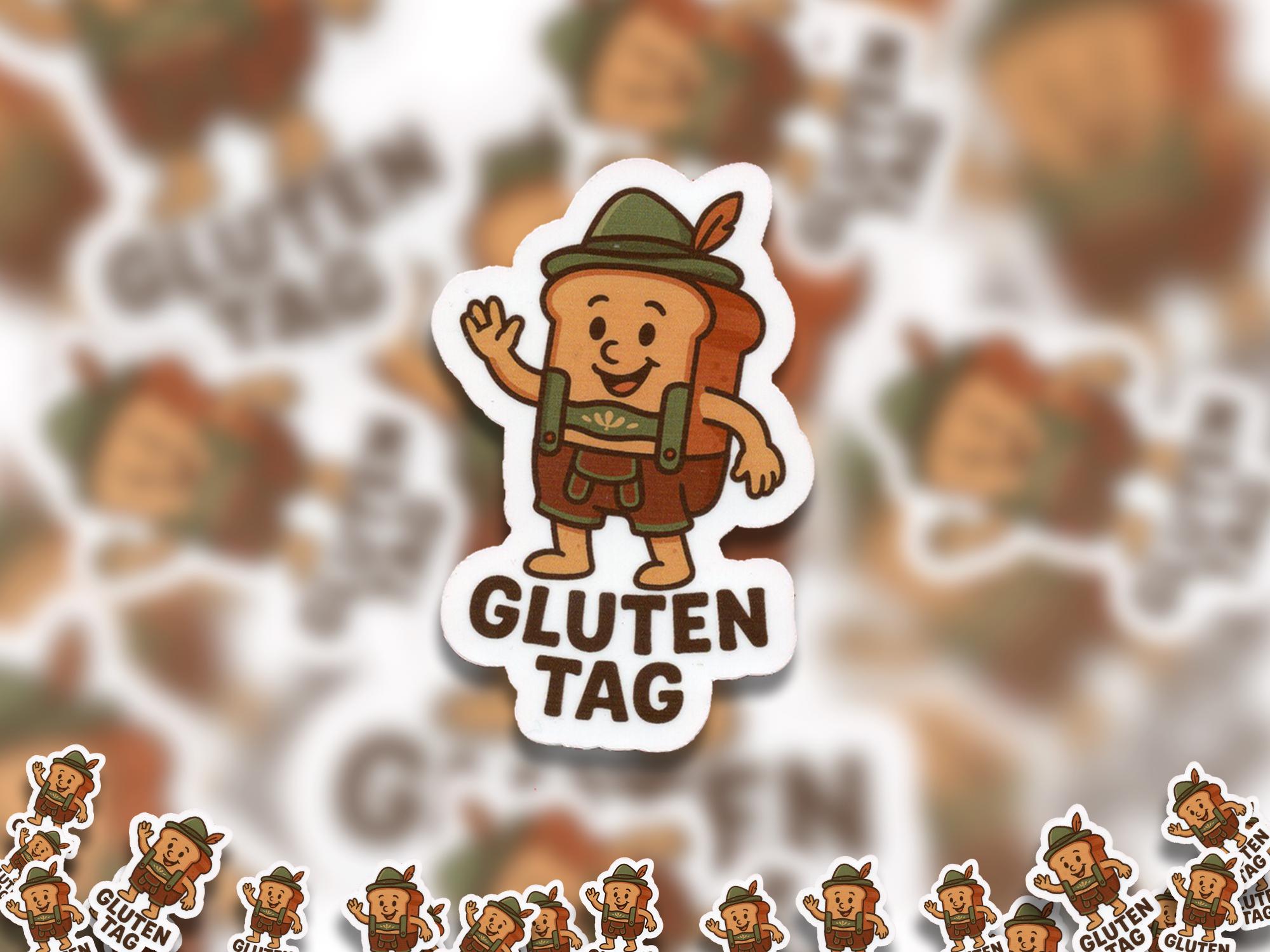 Gluten Tag Sticker – Funny Bread Pun With German Outfit - Etsy