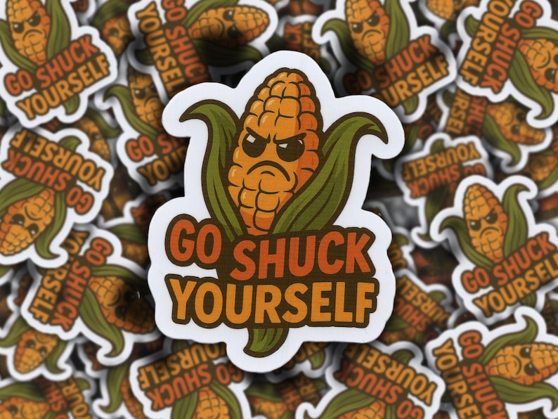 Go Shuck Yourself Corn Pun Sticker – Funny Angry Veggie Decal - Etsy