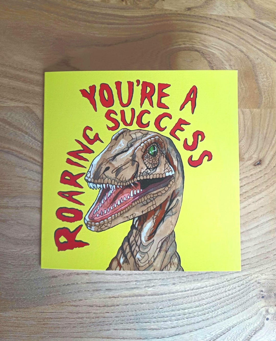 Dinosaur Raptor Congratulations Card L Well Done Greetings Card - Etsy