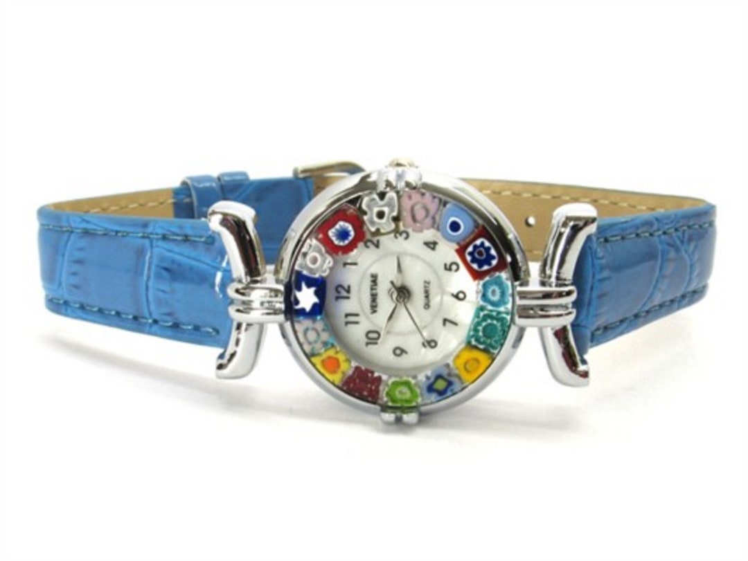 MURANO GLASS WATCH, Millefiori, Italy, Authentic, Handmade, Seiko ...