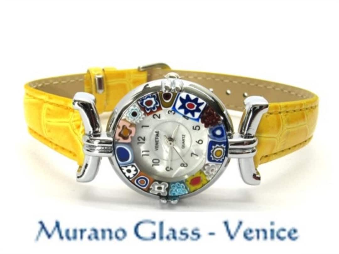 MURANO GLASS WATCH, Millefiori, Italy, Authentic, Handmade, Seiko ...