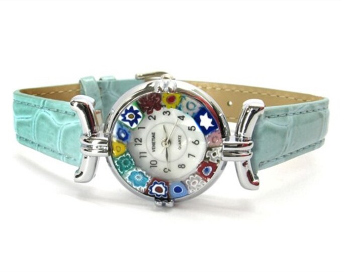 MURANO GLASS WATCH, Millefiori, Italy, Authentic, Handmade, Seiko ...