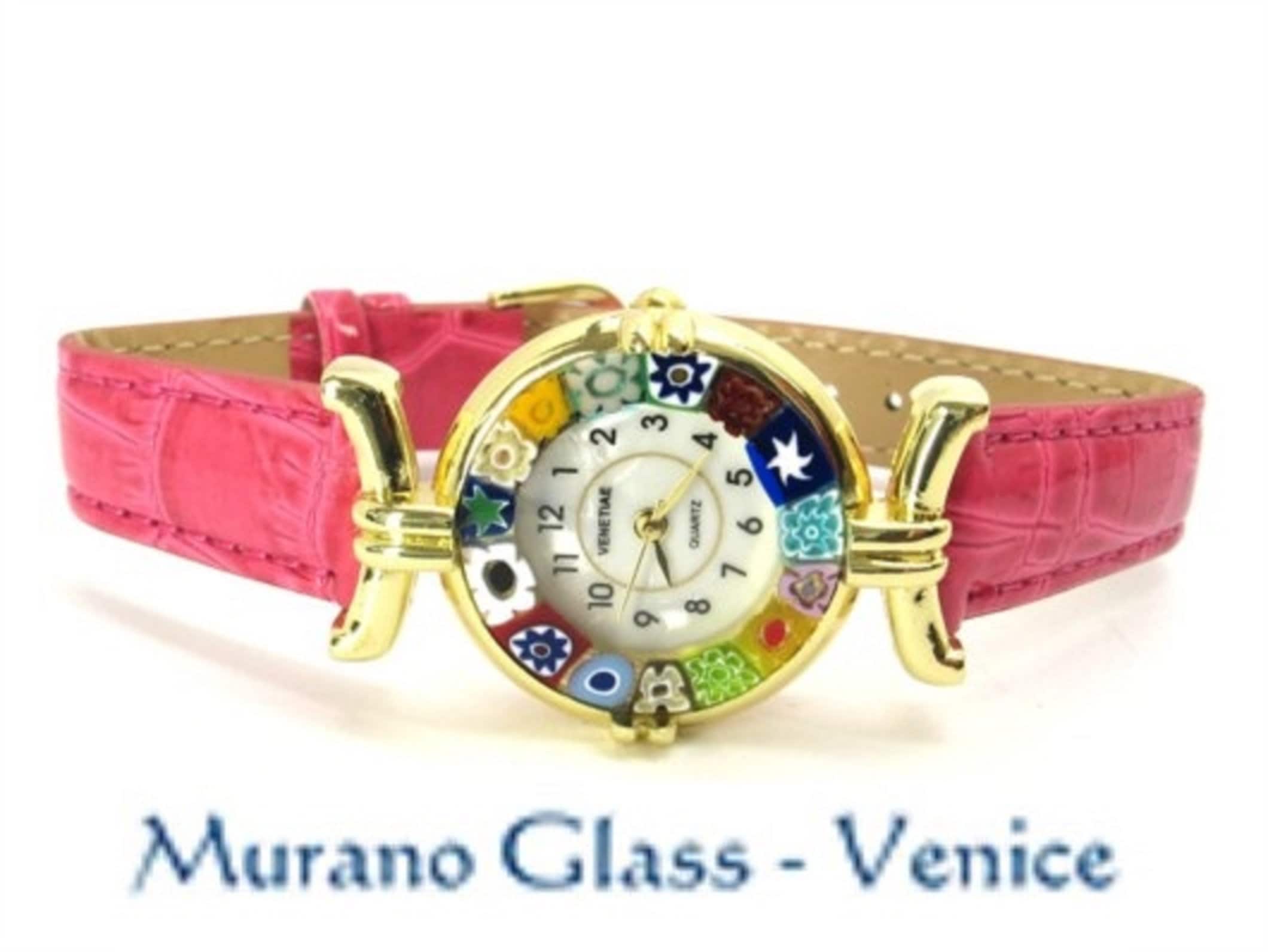 MURANO GLASS WATCH, Millefiori, Italy, Authentic, Handmade, Seiko ...