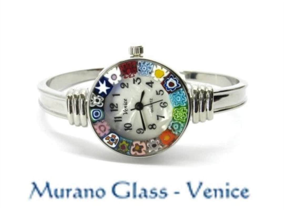 MURANO GLASS WATCH Bangle, Millefiori, Italy, Authentic, Handmade ...