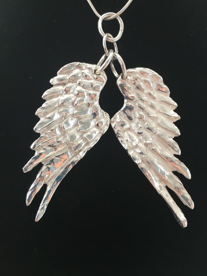 Solid Silver Angel Wing Long Necklace Silver Angel Wings - Etsy