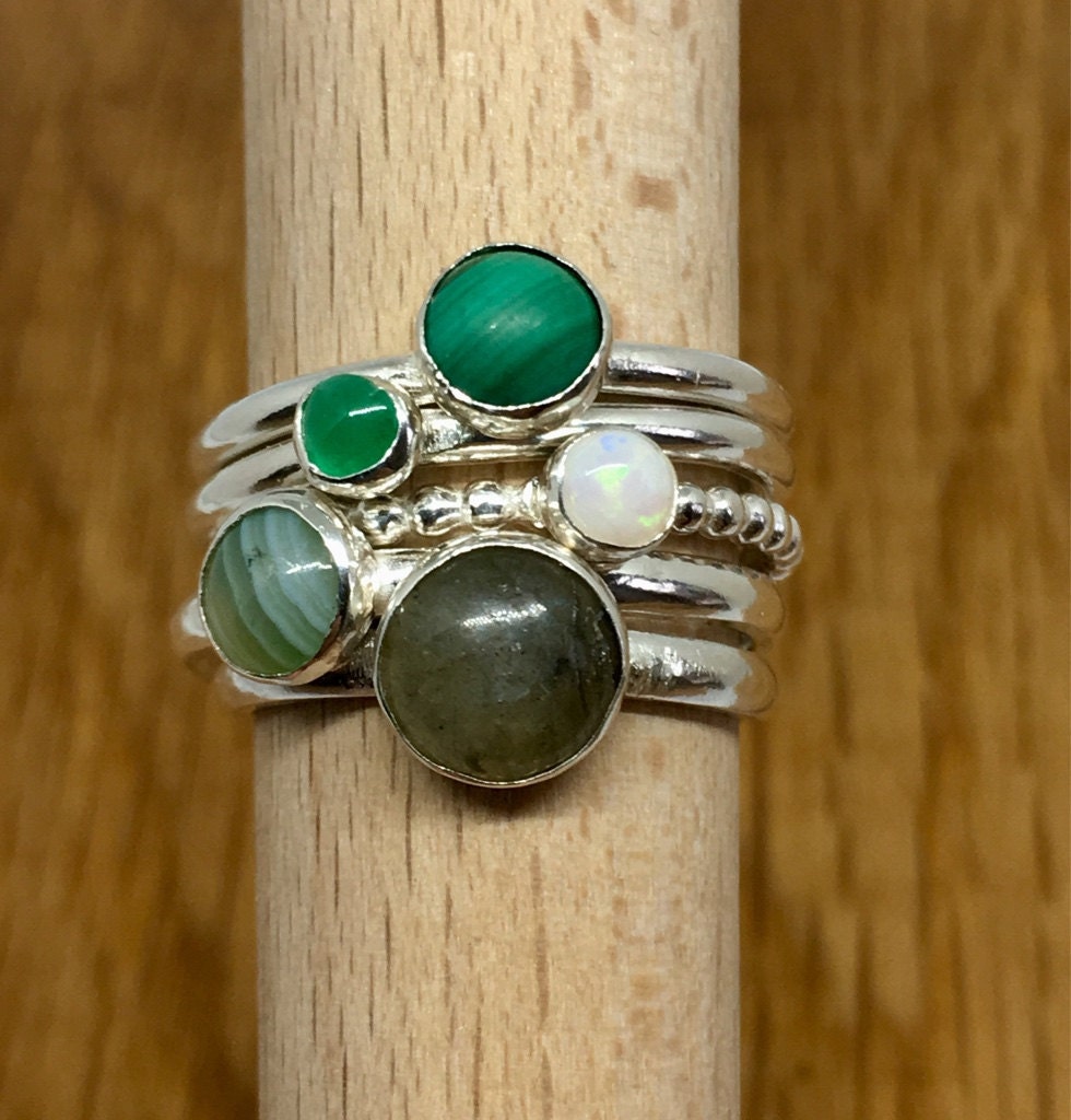 Labradorite stacking ring, stacking ring, Labradorite cabochon ring ...