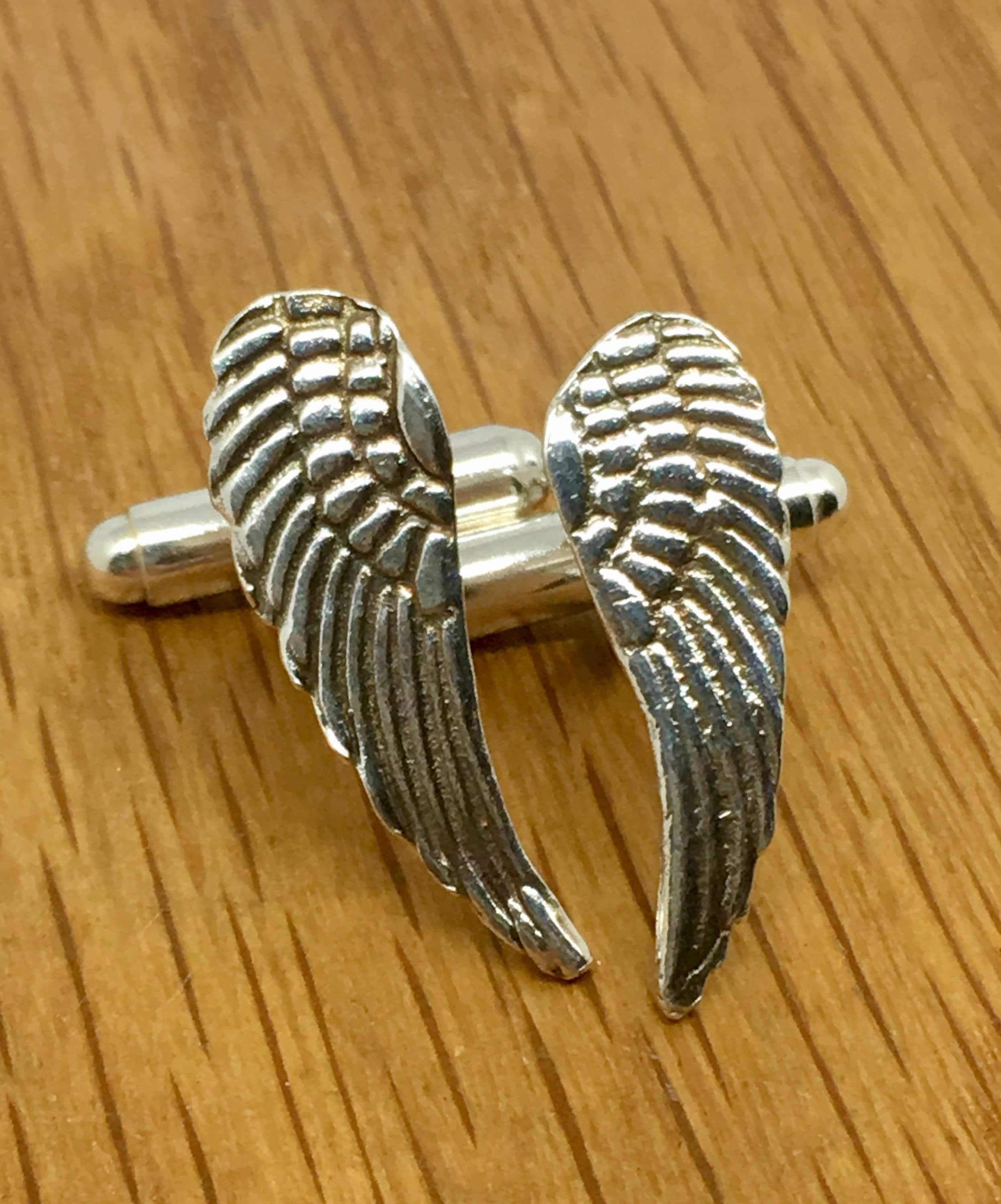 Handmade Solid Silver Angel Wing Cufflinks, Silver Angel Wing Cufflinks ...