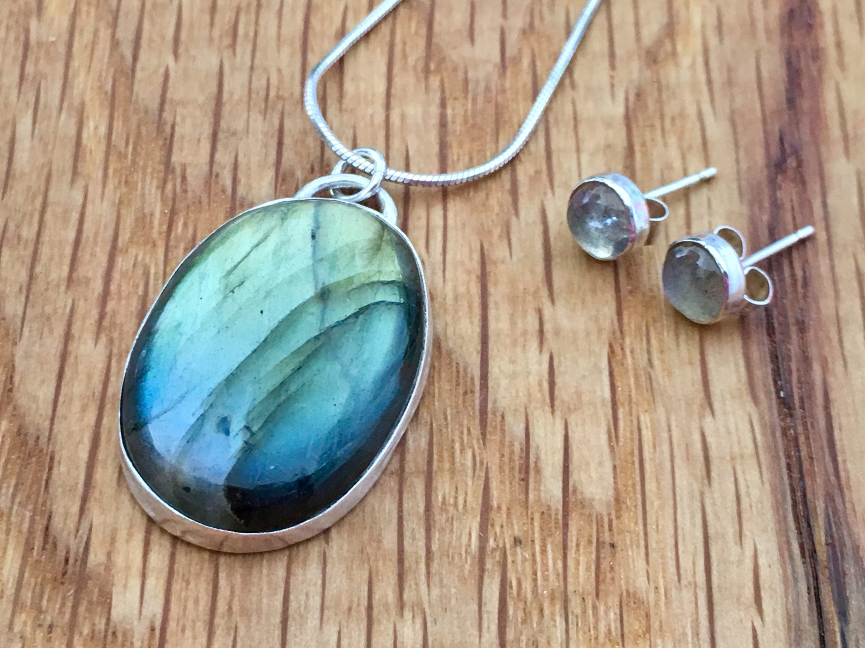 Large Labradorite pendant, Handmade labradorite and sterling silver ...