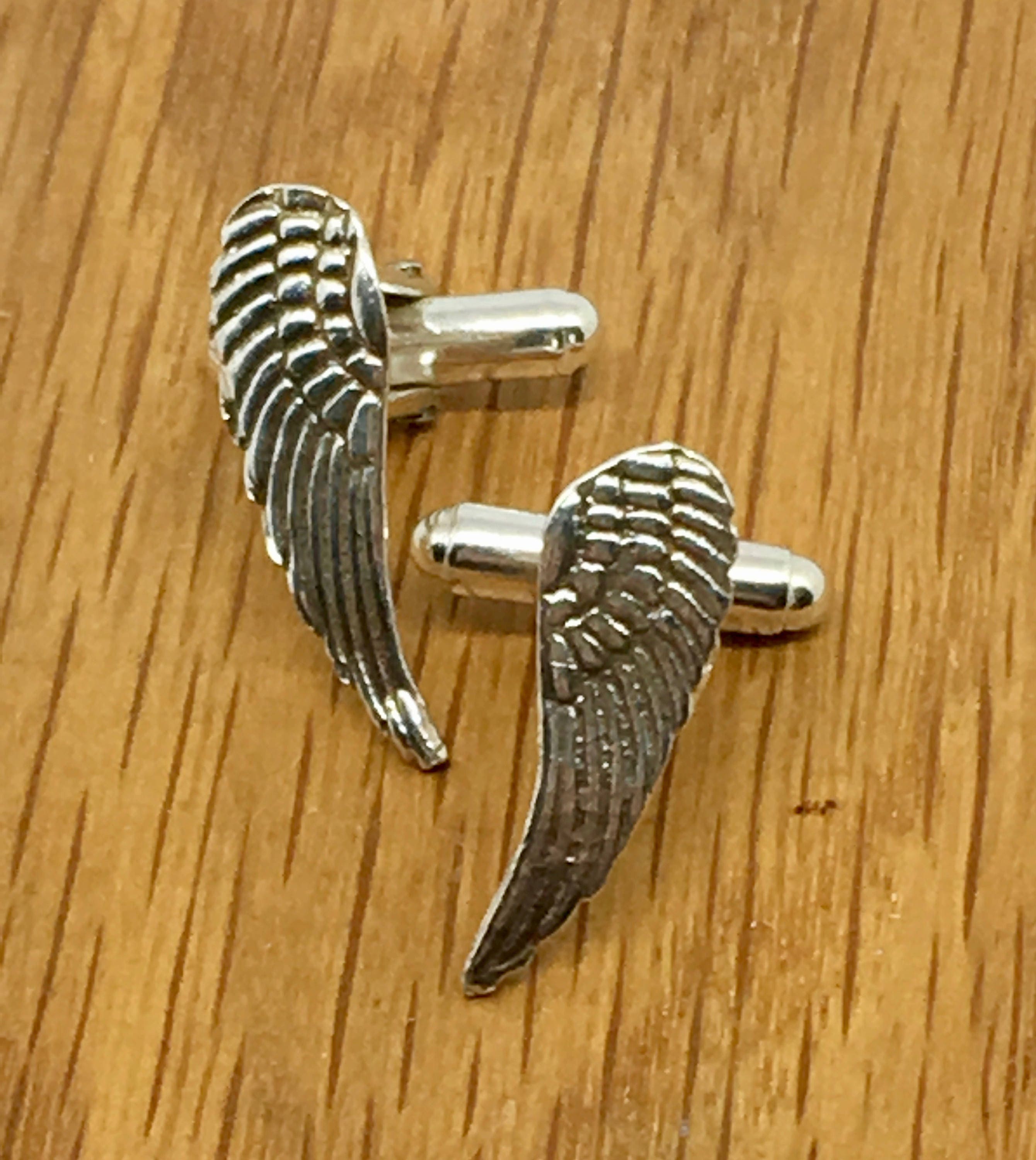 Handmade Solid Silver Angel Wing Cufflinks, Silver Angel Wing Cufflinks ...