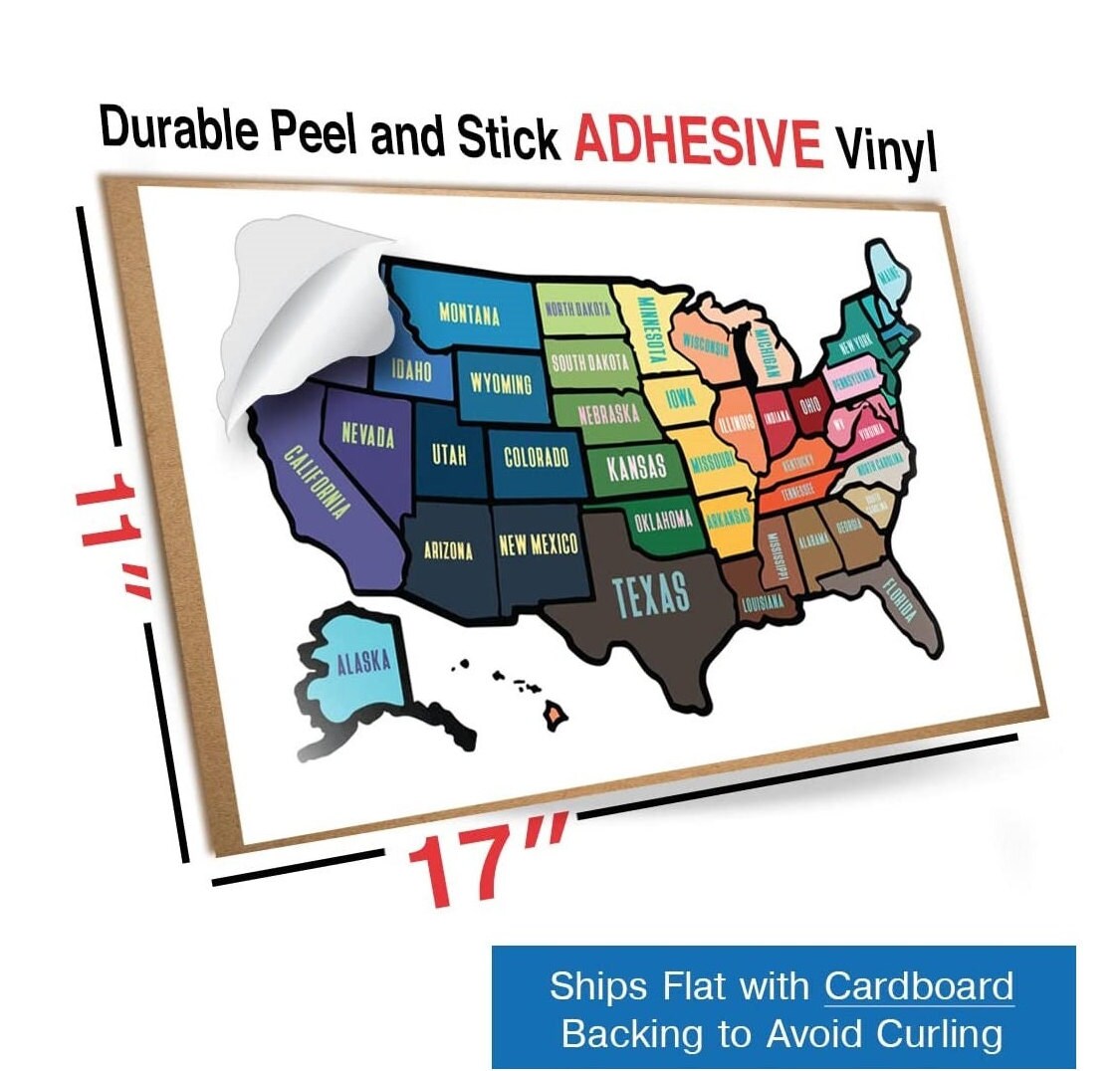 RV State Sticker Travel Map 11 X 17 USA States - Etsy