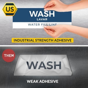 5 Pack Wash Rinse Sanitize Sink Labels, Waterproof Sticker Signs, 3 ...