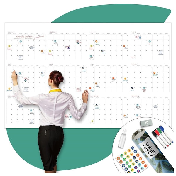 2024 Dry Erase Yearly Wall Calendar - Etsy
