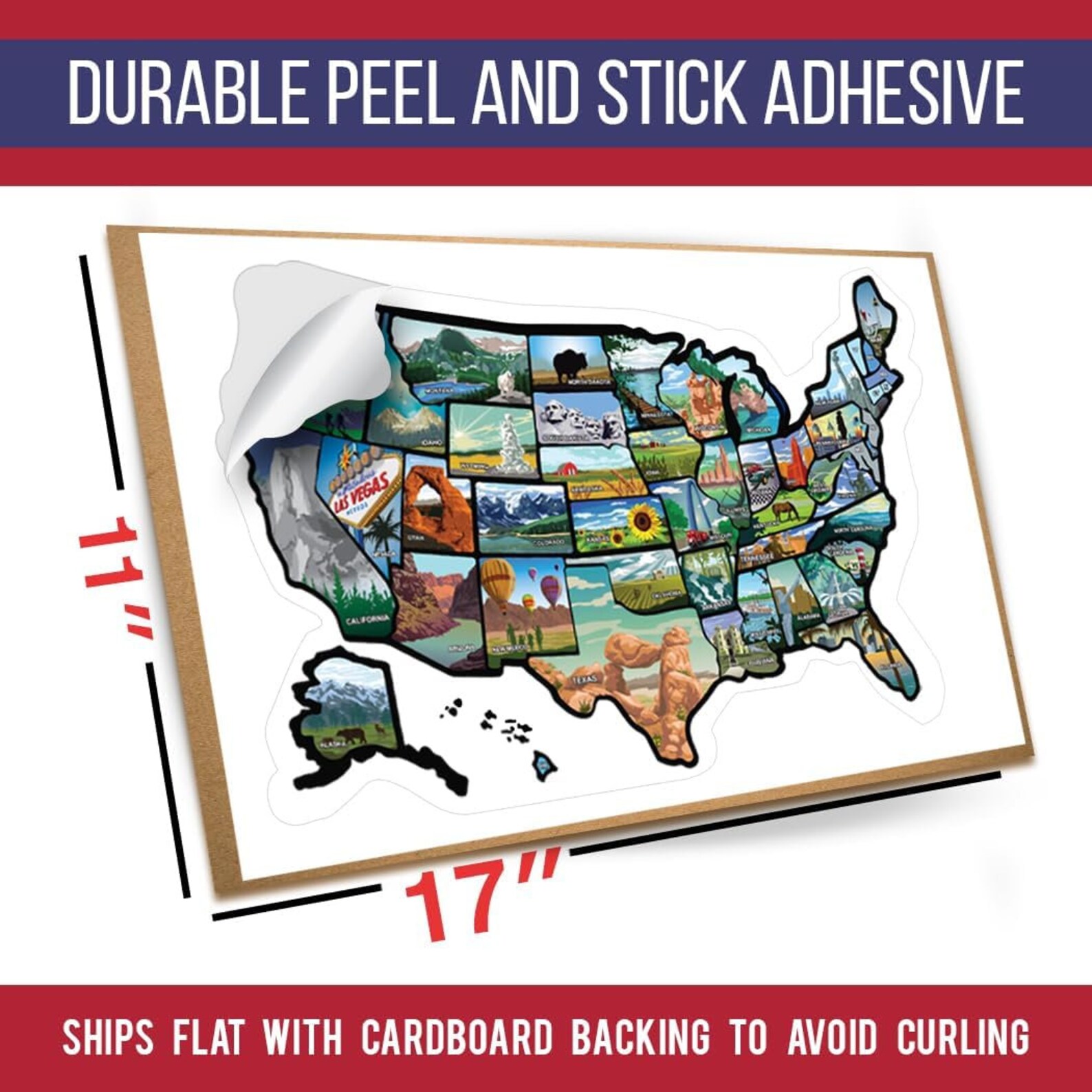 RV State Sticker Travel Map 11 X 17 USA States Visited Decal United ...