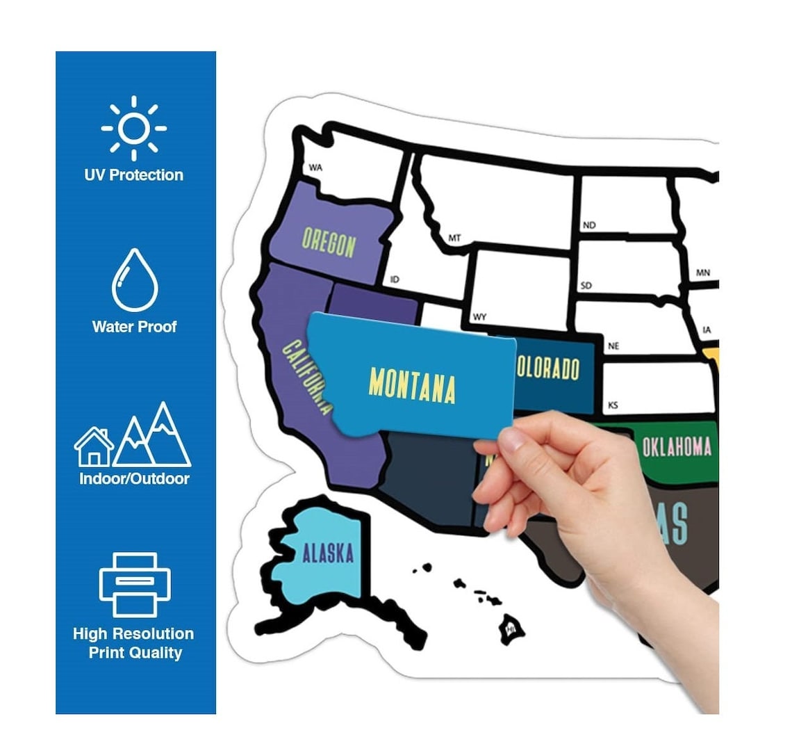 RV State Sticker Travel Map 11 X 17 USA States - Etsy