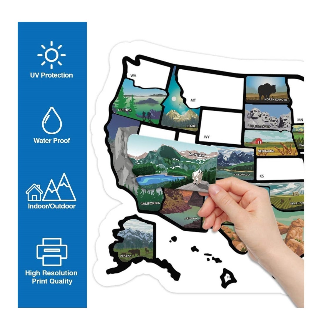 RV State Sticker Travel Map 11 X 17 USA States - Etsy