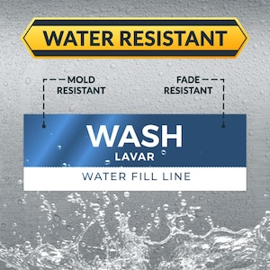 5 Pack Wash Rinse Sanitize Sink Labels, Waterproof Sticker Signs, 3 ...