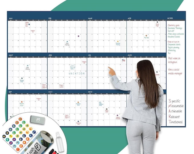 Large Wall Calendar - 48" X 74", Dry Erase Giant Calendar - Full Year ...