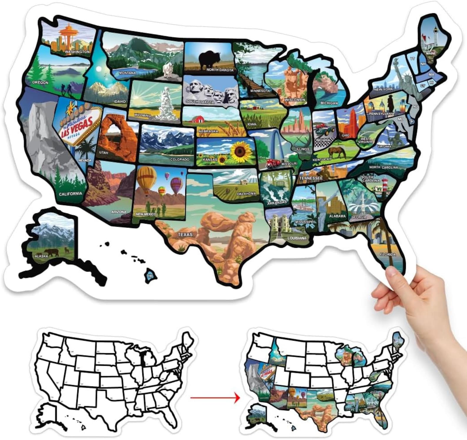 RV State Sticker Travel Map 11 X 17 USA States Visited Decal United ...