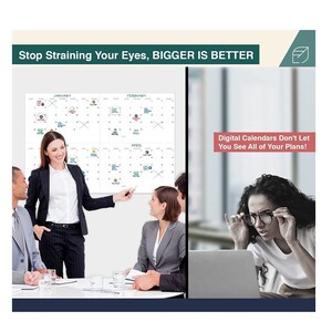 X Large Dry Erase Wall Calendar 24x 36 4 Month Premium Giant Oversized ...