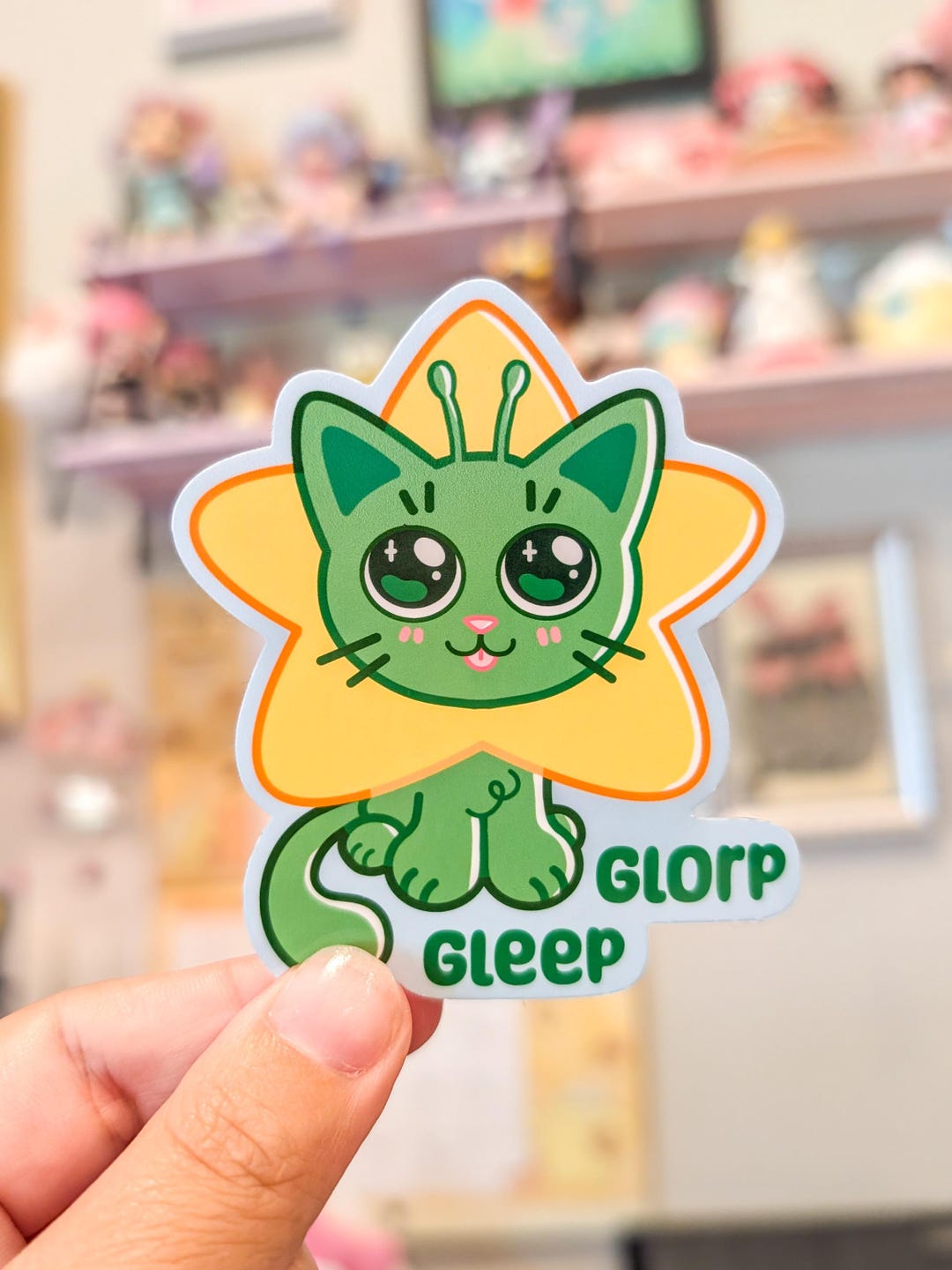 Alien Cat Sticker | Gleep Glorp : 3 Inch Glossy Vinyl Sticker - Etsy