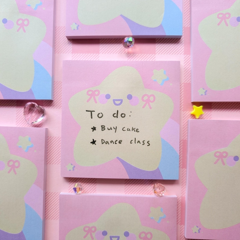 Kawaii Star Sticky Note Pad | 3.35" Sticky Note Memopad - Etsy