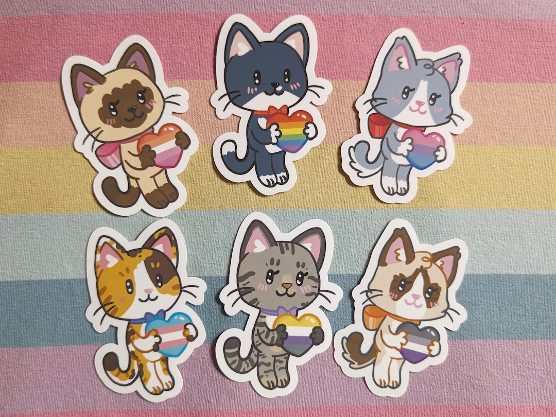 LGBTQ Pride Kitties Cat Sticker Kitten Sticker Glossy Vinyl Sticker - Etsy