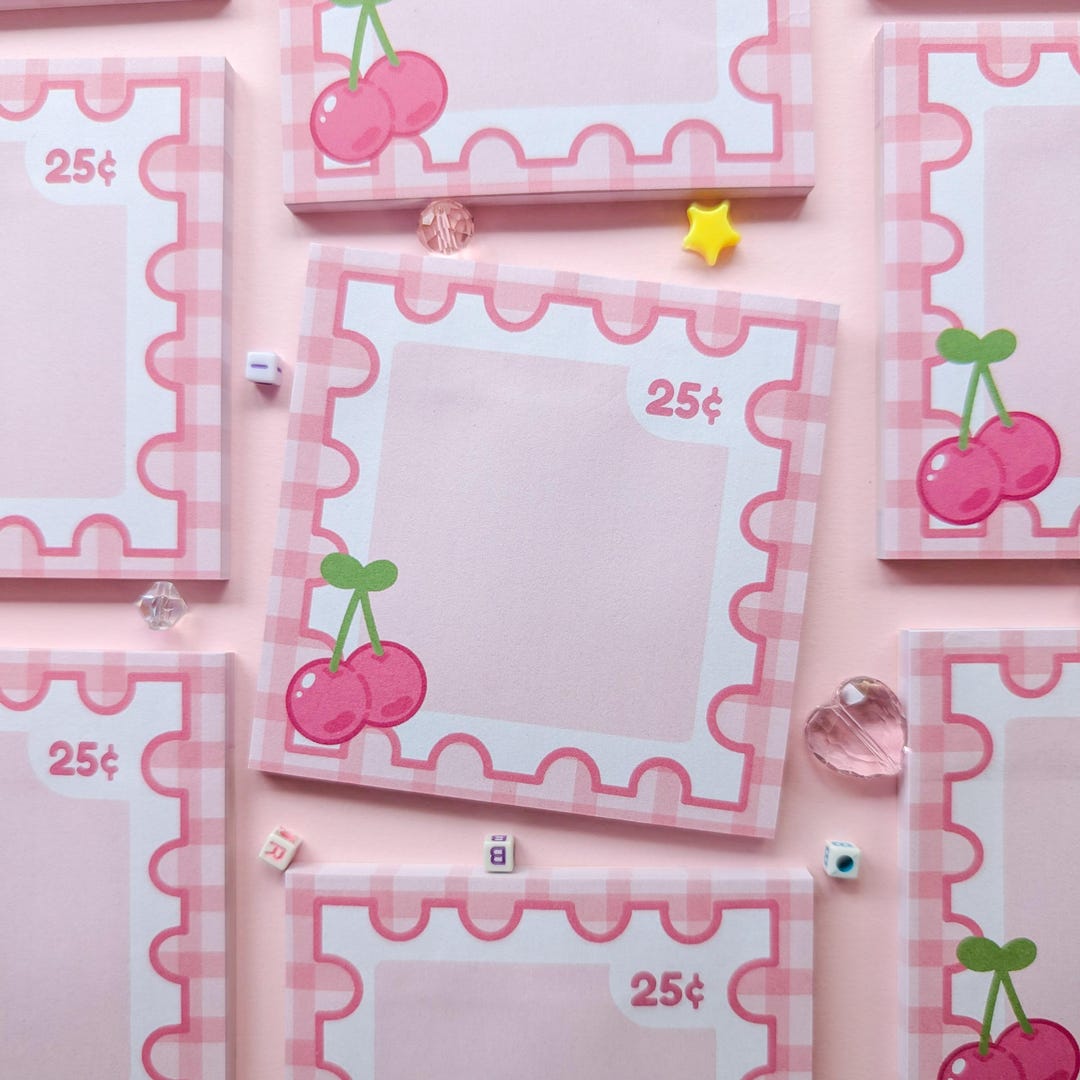 Cherry Stamp Sticky Note : 3.35 Inch Sticky Note Memopad - Etsy