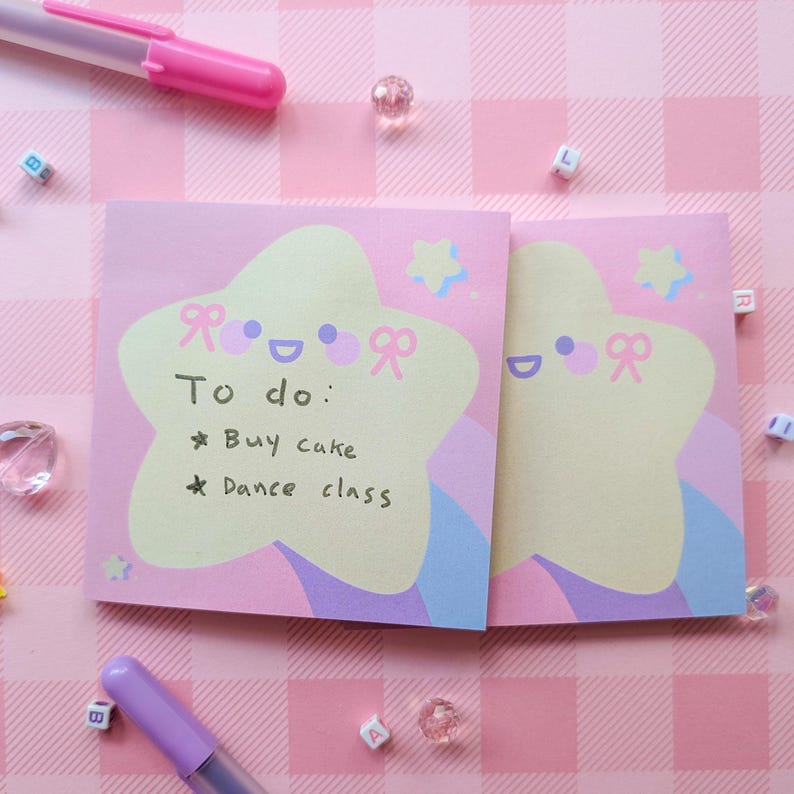 Kawaii Star Sticky Note Pad | 3.35" Sticky Note Memopad - Etsy