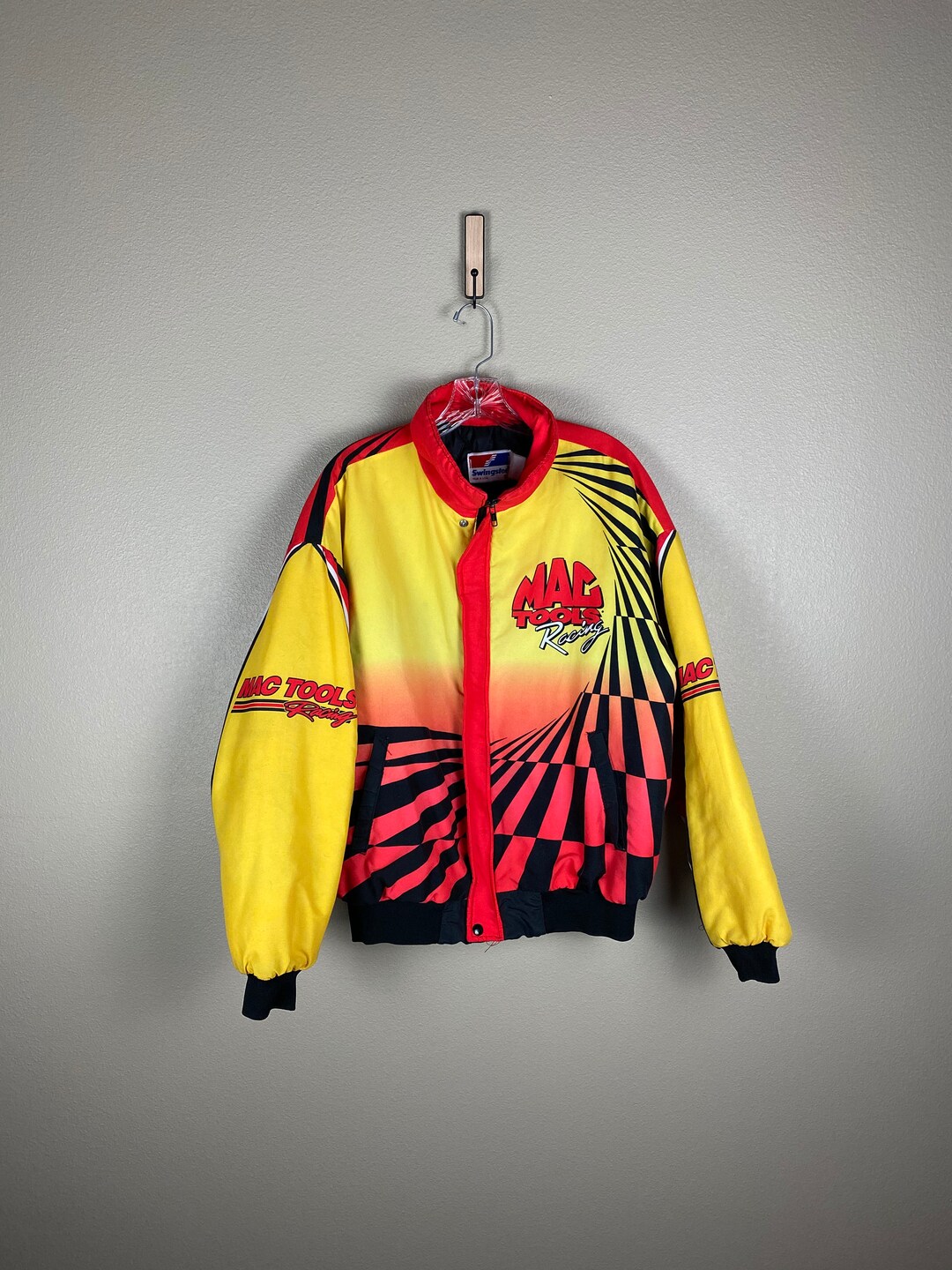Vintage Mac Tools Racing Jacket Coat size L 90s Swingster Checkered ...
