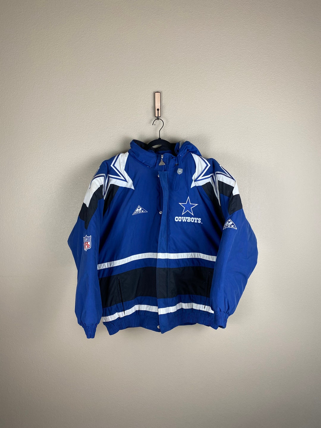 Vintage Dallas Cowboys Jacket (sz XL) Apex One Large Print Embroidered ...