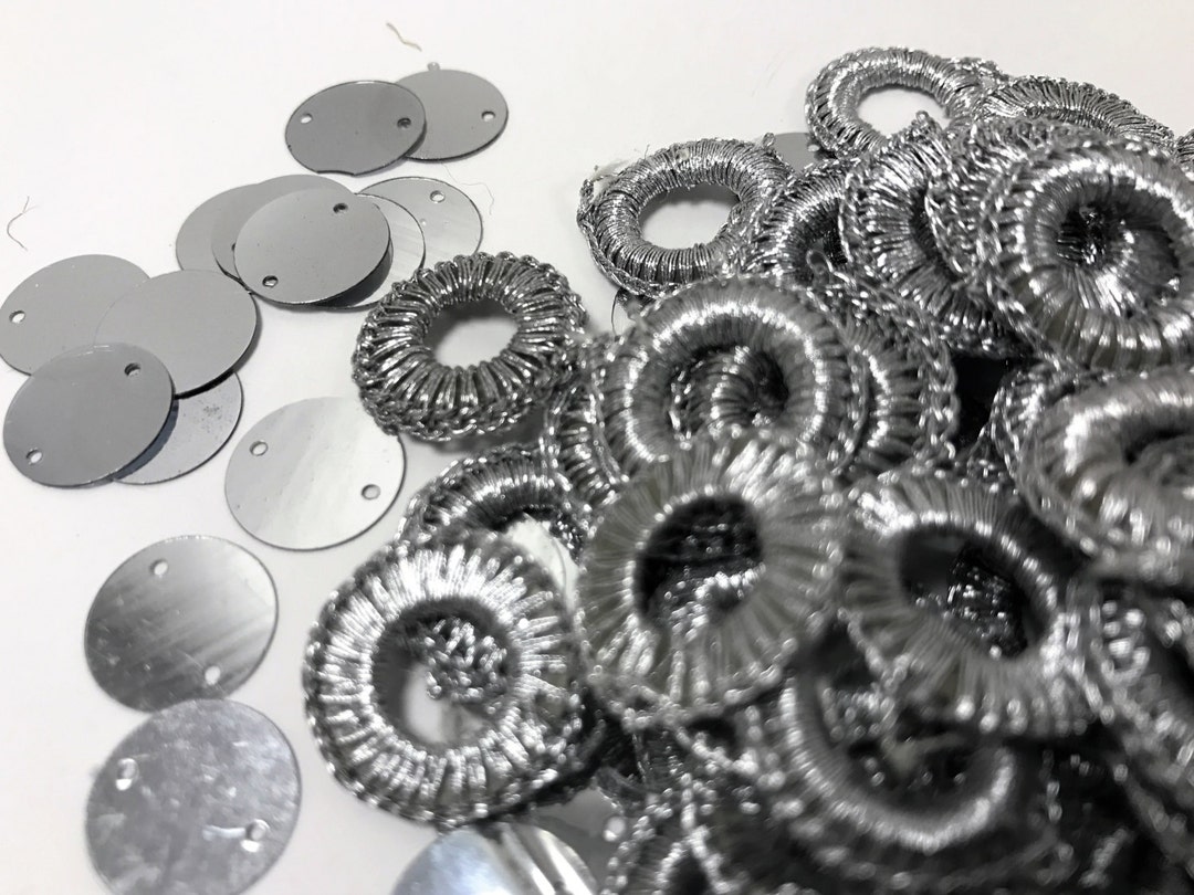 50 X 15mm Crochet Mirror Rims Silver With Foil Mirrors Sewing ...