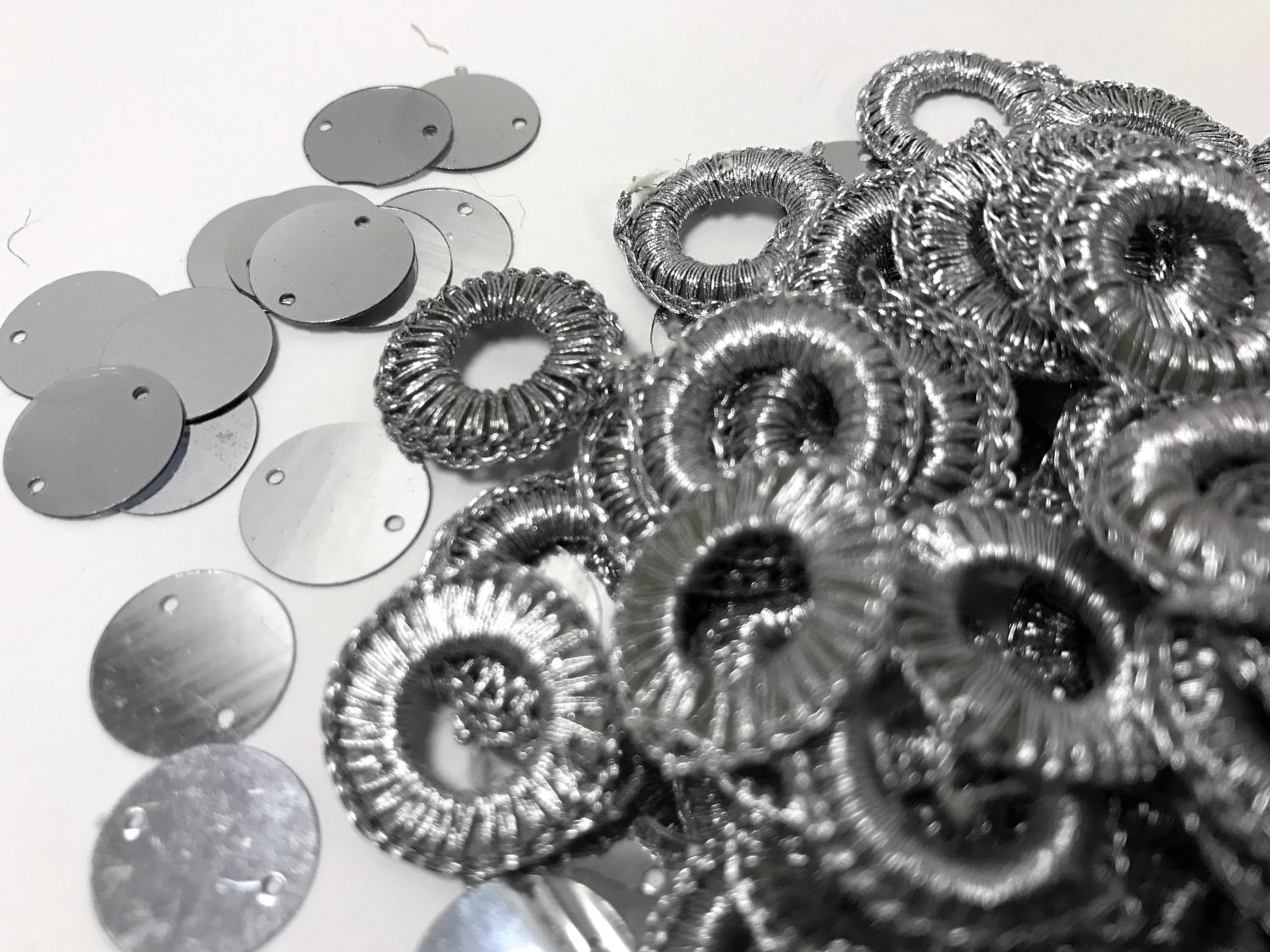 50 X 15mm Crochet Mirror Rims Silver With Foil Mirrors Sewing ...