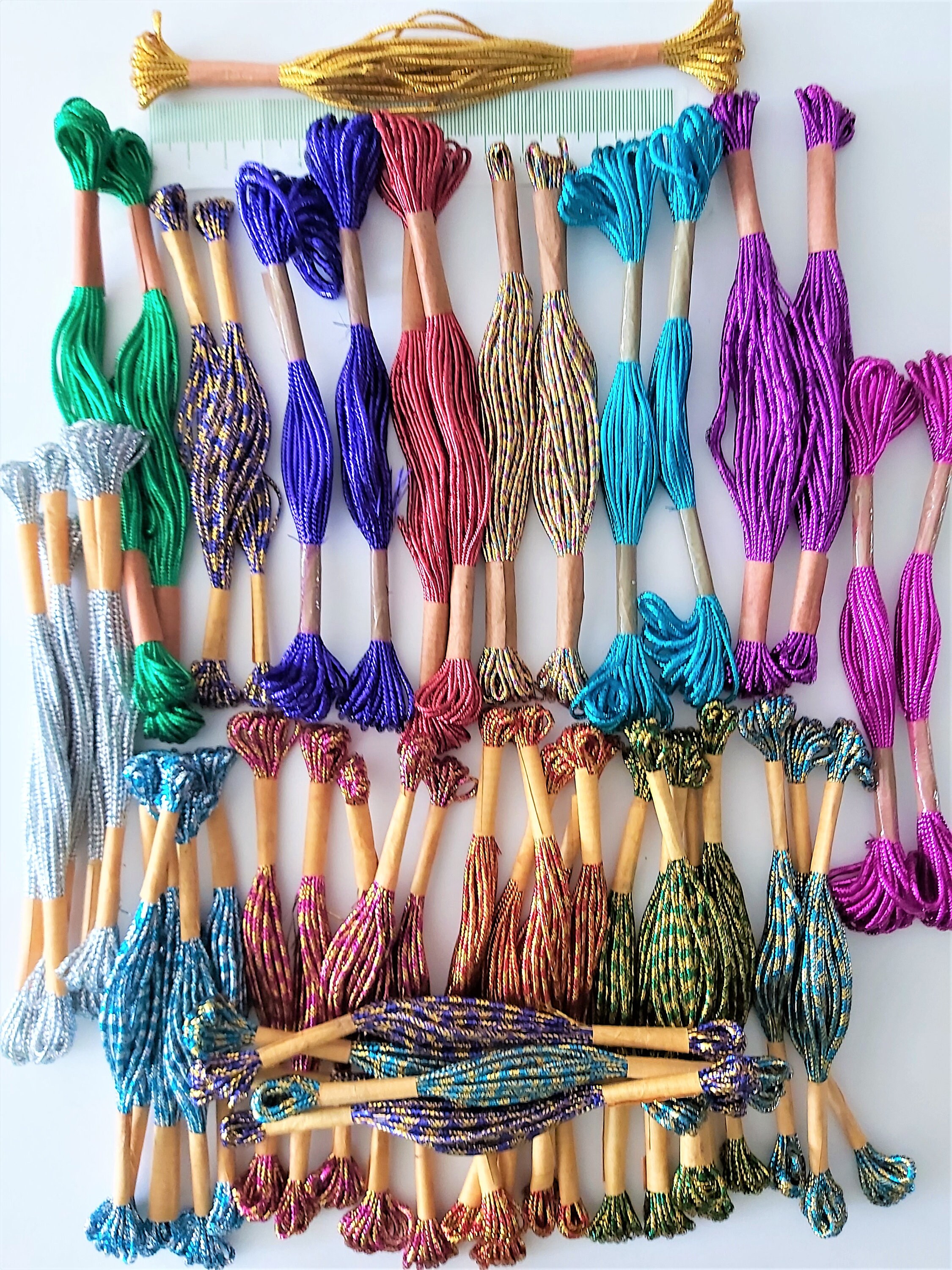 50 Skeins - Metallic Threads for Wrapping Couching, Edging Decorating ...