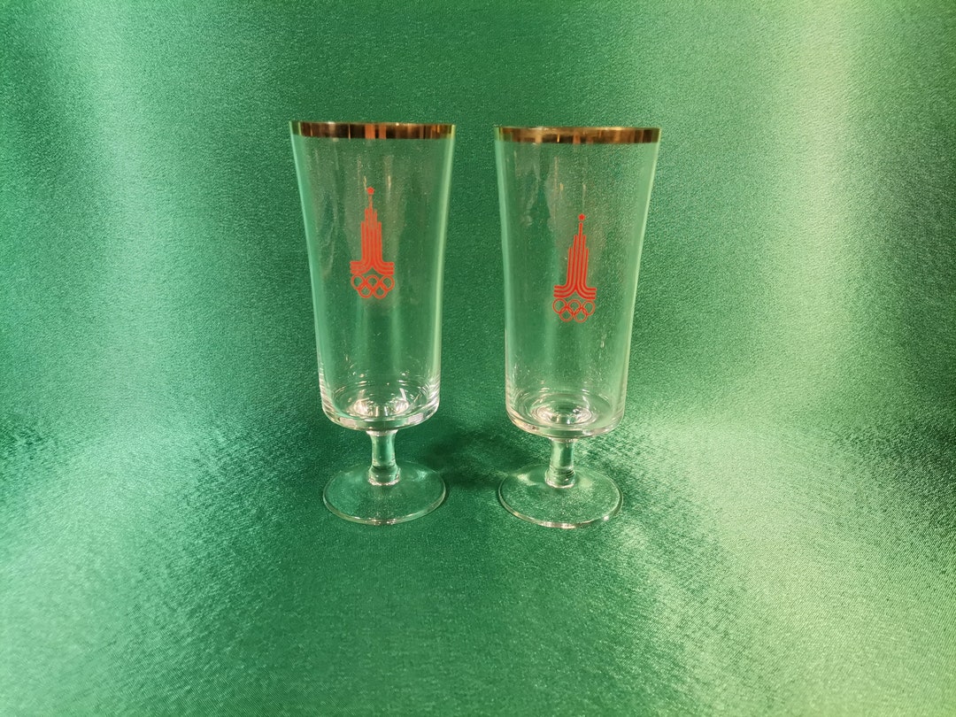 Soviet Vintage Moscow Olympics Glasses Wineglass Lot of 2 - Etsy