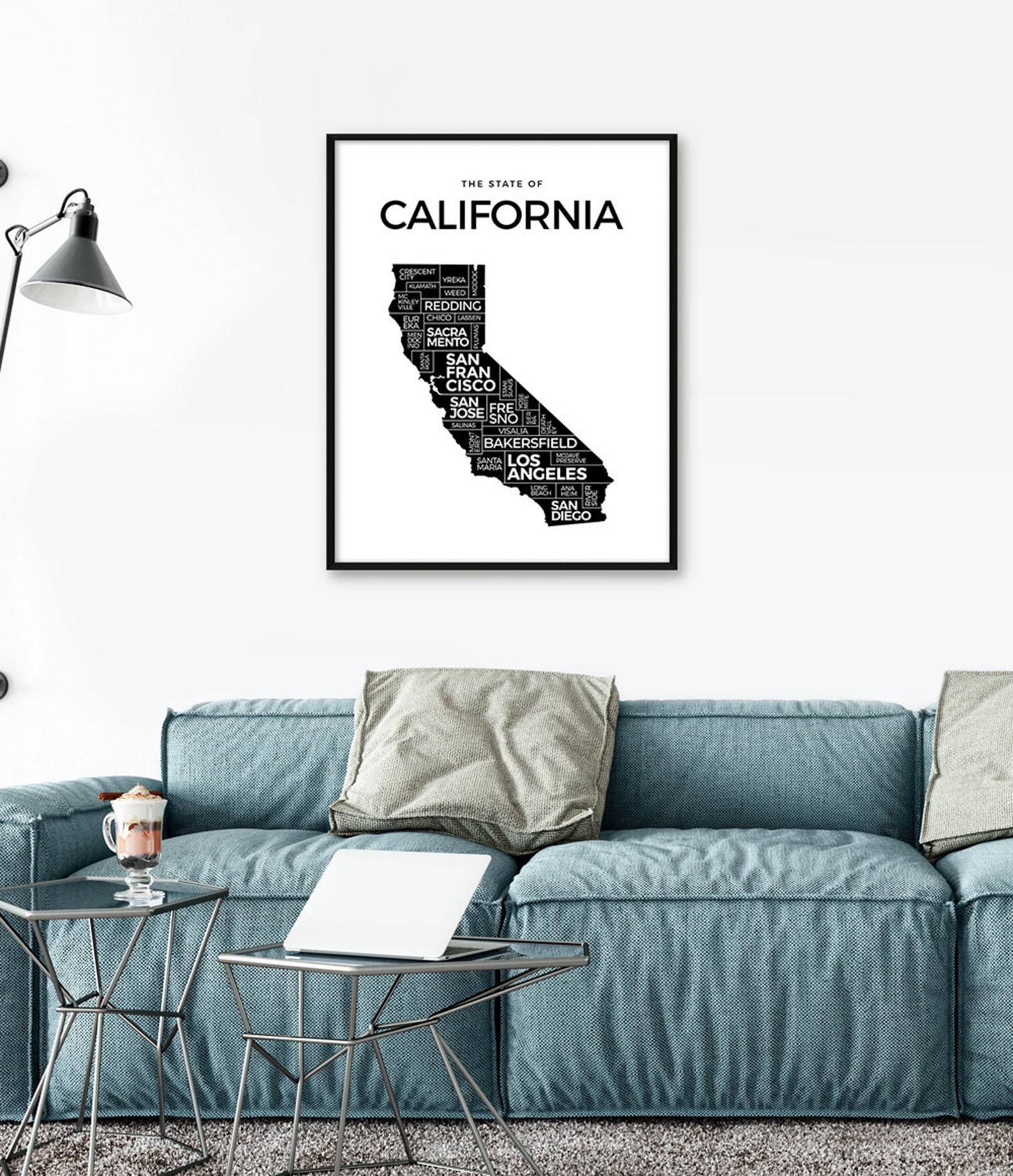 California Print California Map Print California Poster - Etsy