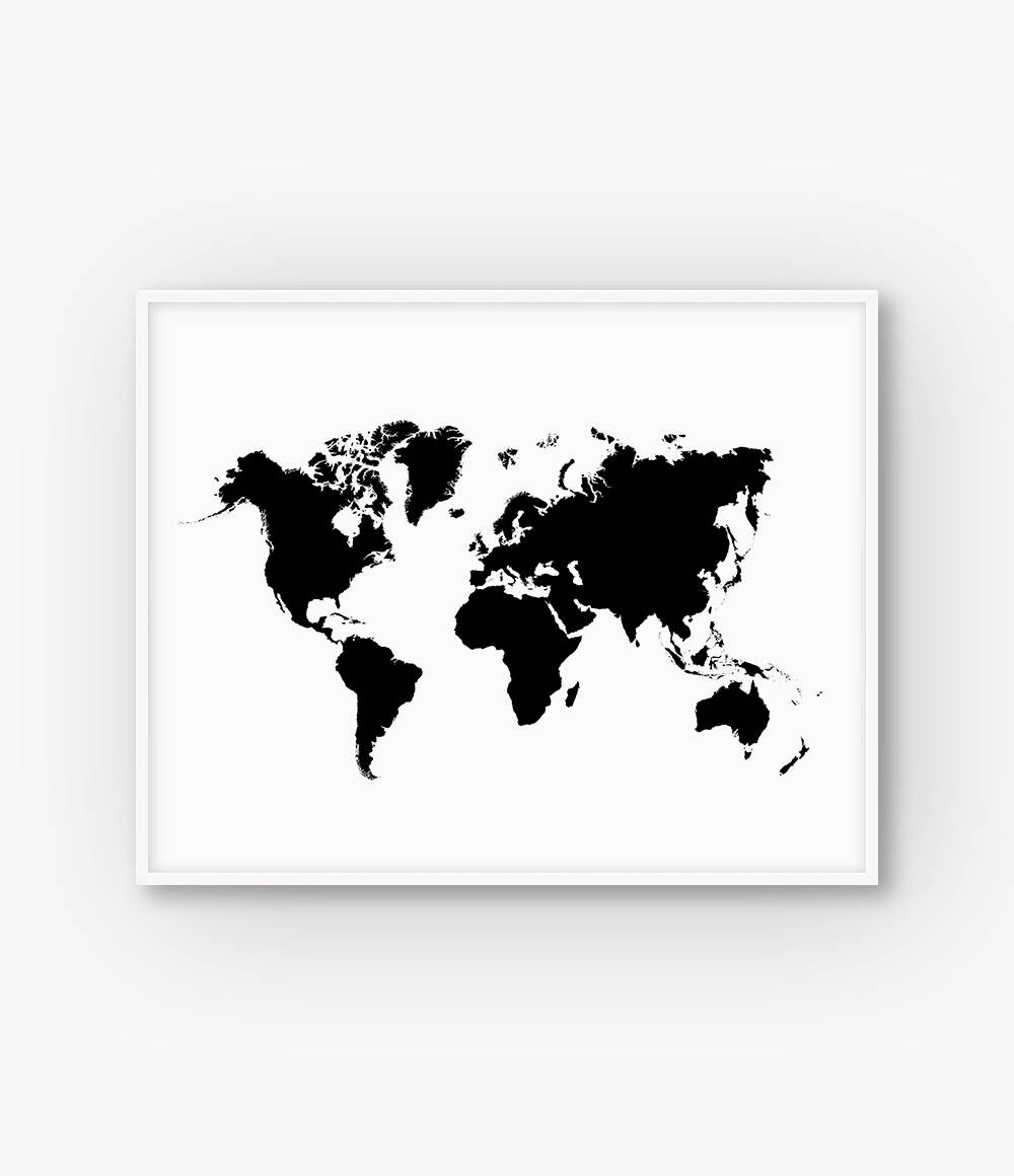 World Map Print, Printable World Map, World Map Decor, Living Room Wall ...