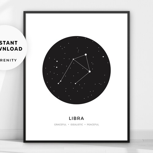 Constellation Print Libra Zodiac Sign Wall Art Astrology - Etsy