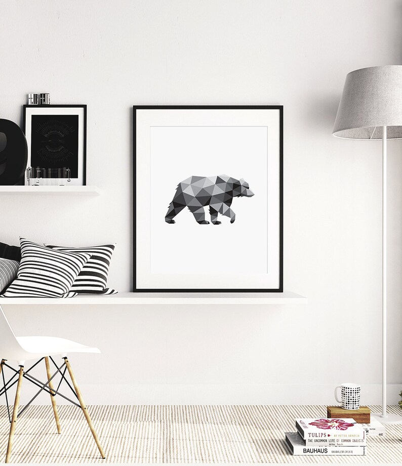 Printable Art Home Printable Geometric Bear Animal Poster - Etsy
