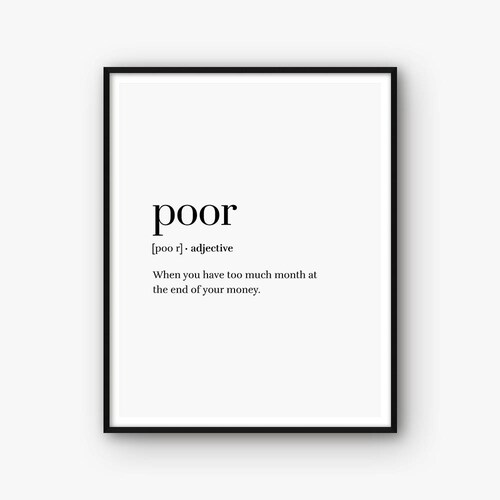 Dictionary Print Poor Word Definition Print Gift Print - Etsy UK